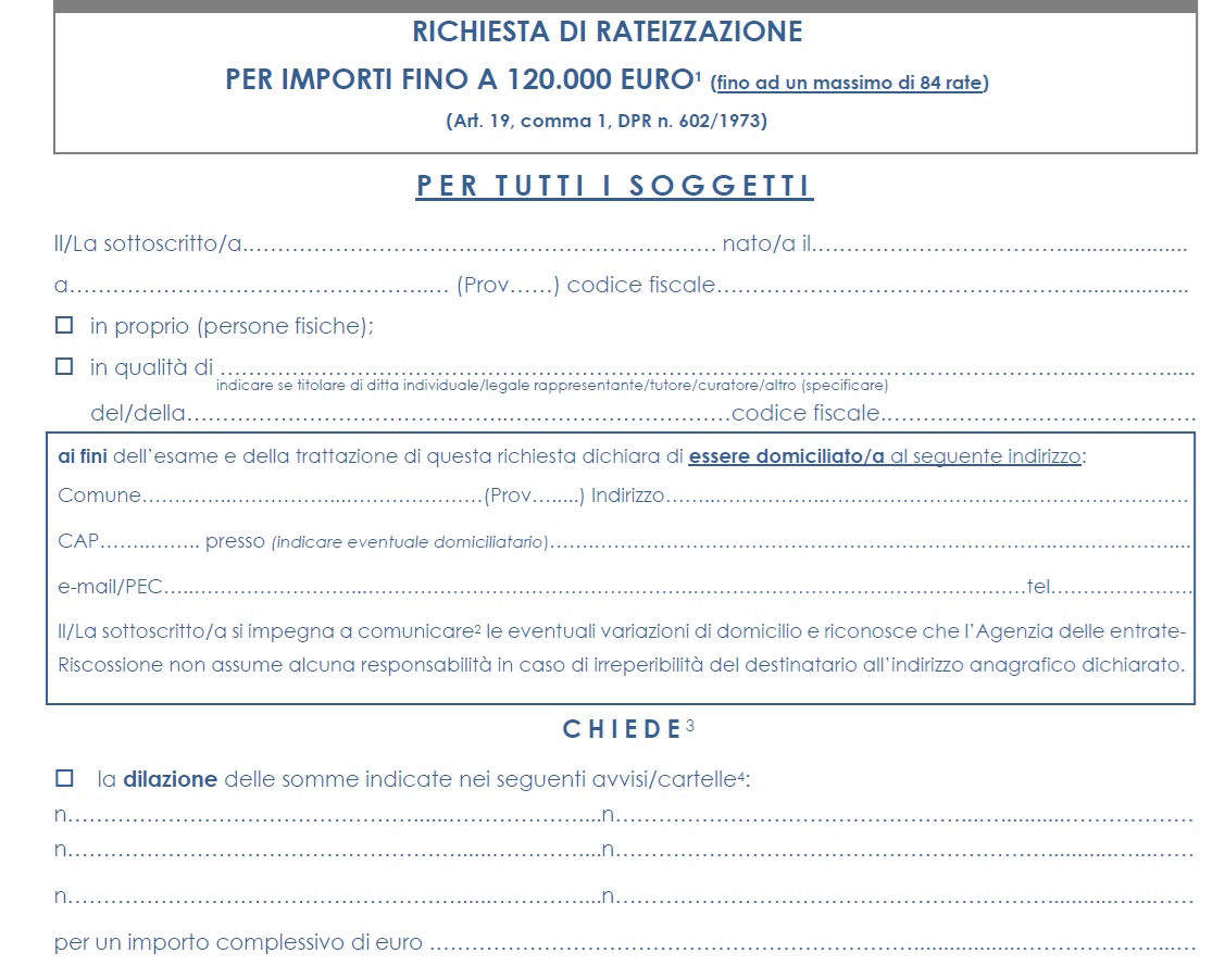 Rateizzazione cartelle 2025: scarica e compila il modulo di richiesta (con simulazione guidata ...